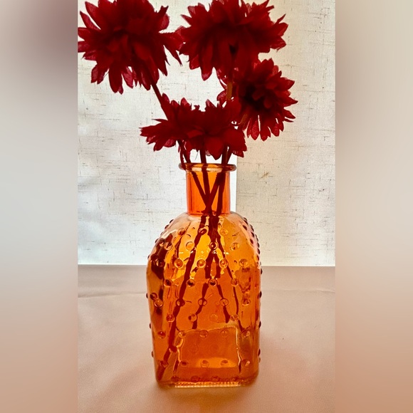 Accents | Square Orange Hobnail Bottle 5 12 | Poshmark